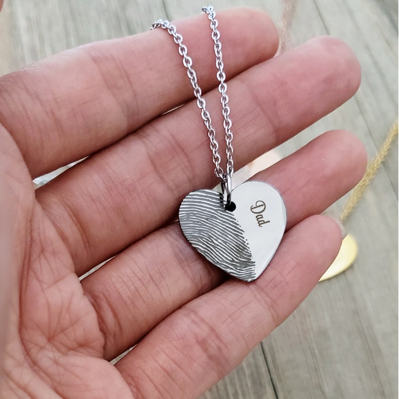 Fingerprint Custom Memorial Necklace for Dad Mom Personalized | Etsy