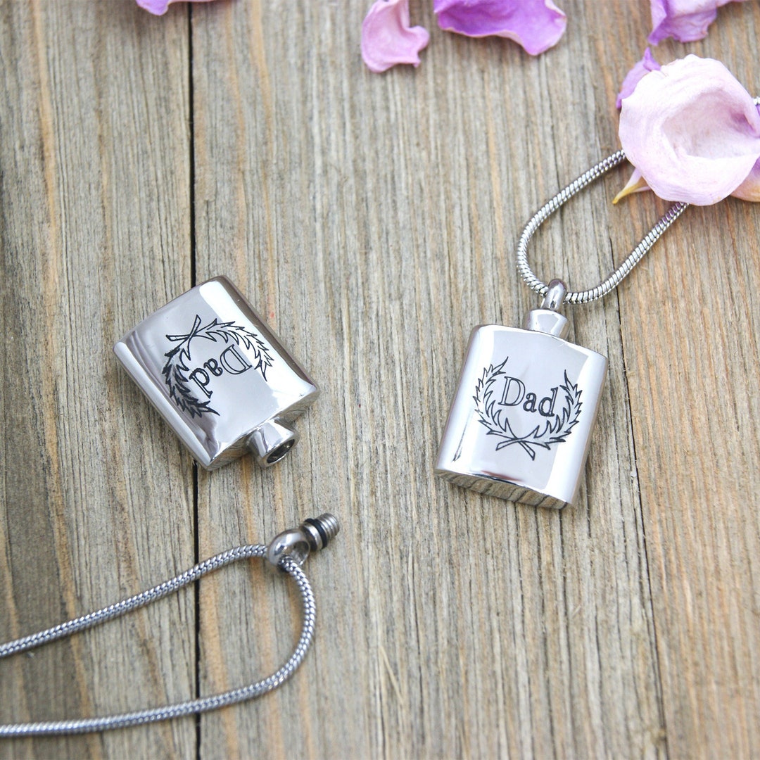 Cremation Jewelry Personalized Dad Flask Ashes Necklace - Etsy