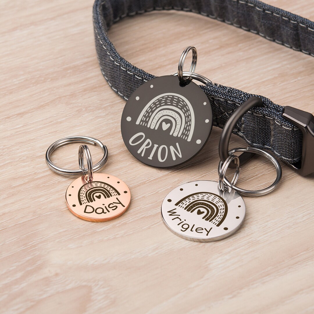 Dog Tag Dog Tags for Dogs Dog Name Tag Engraved Heart Rainbow Bridge ...