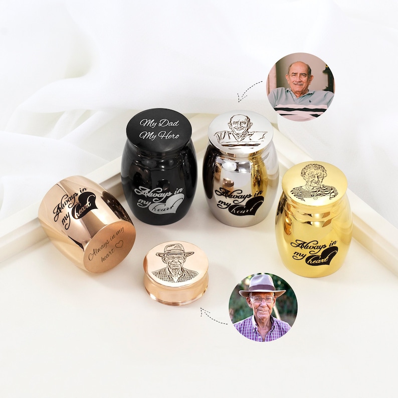 Personalized Portrait Small Urn - Photo Cremation Urn -mini Urns for ...