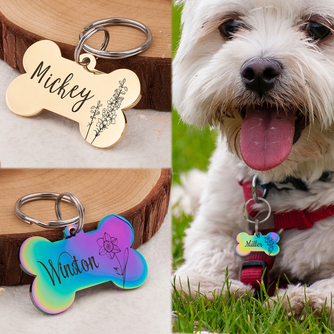 Dog Tag - Bone Dog Tag Personalized for Dogs - Cute Dog Tag - Birth ...