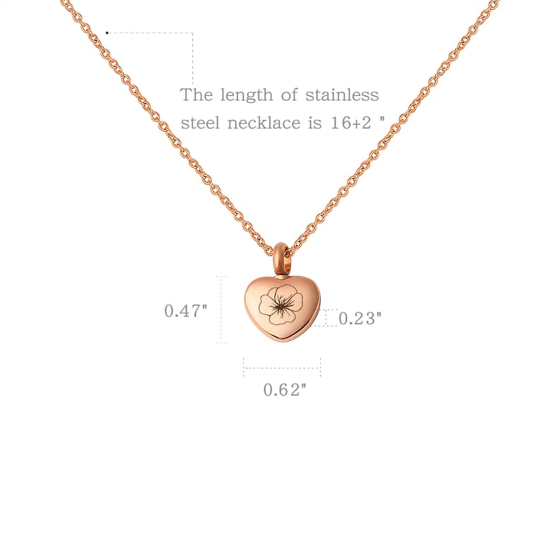 Heart Urn Necklace for Women - Engraved Forget Me Nots Cremation Ashes ...