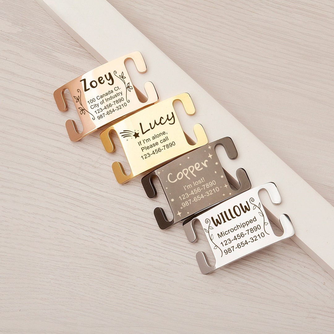 Dog Tag Slide on Dog Tag Personalized Silent Dog Tag Dog Name Tag With ...