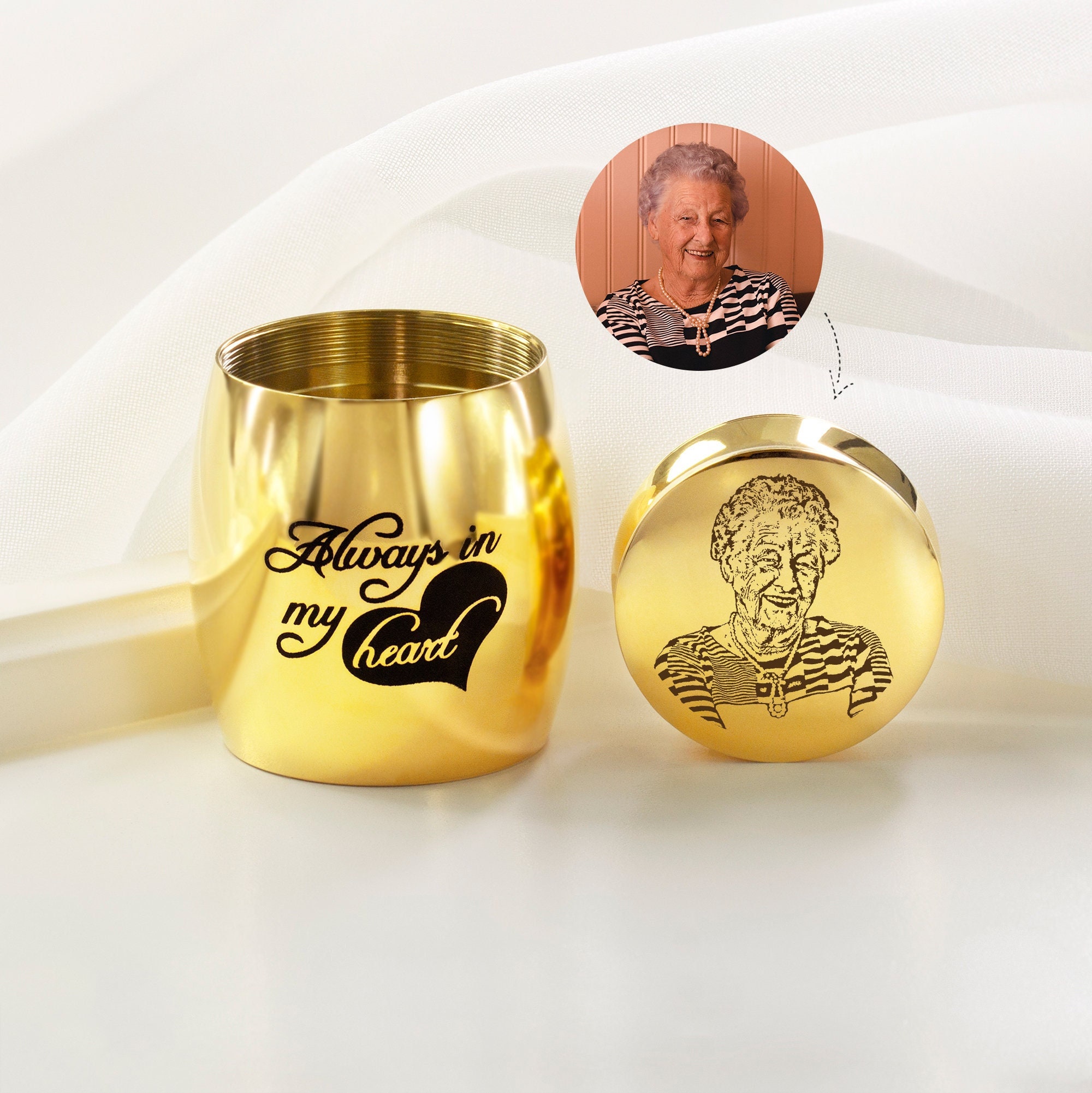 Personalized Portrait Small Urn Photo Cremation Urn mini | Etsy