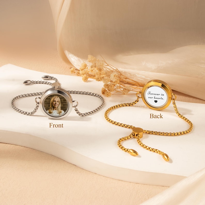 Locket Chain Bracelet - Custom Photo Locket Memory Locket Bracelet ...