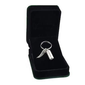 Urn Keychain for Human Ashes - Personalized Cremation Urn Keychain - Memorial Key Ring Angel ...