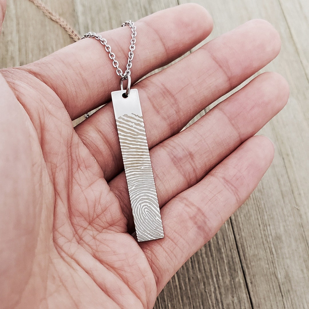 Fingerprint Necklace for Men Custom Actual Fingerprint Engraved ...