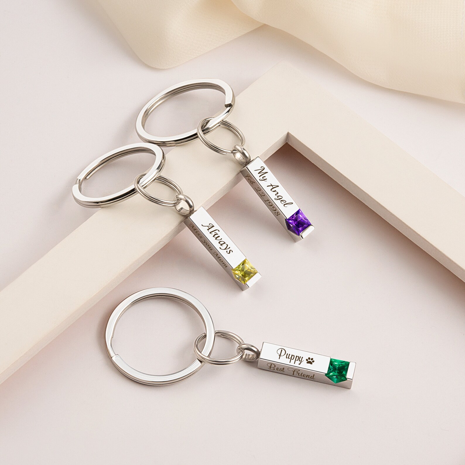 Personalized Cremation Urn - Engraved Memorial Keychain Birthstone ...