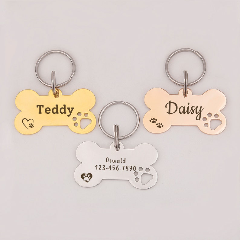 Dog Tag Dog Tags for Dogs Personalized Bone Shaped Dog Tag - Etsy