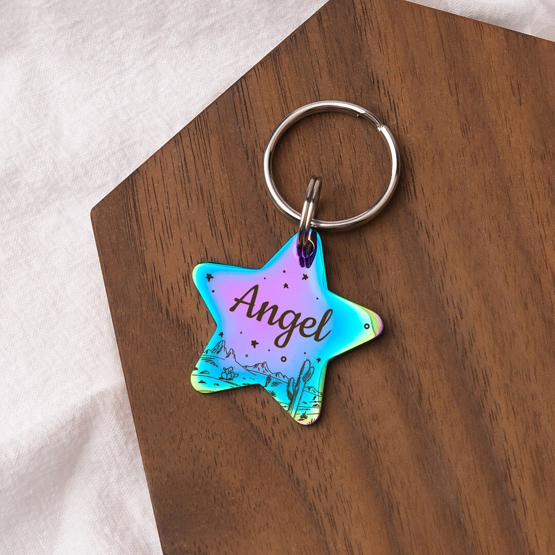Pet Tag Cat Id Tag Cat Tag Personalized Cat Name Tag Star Pet Tag Star ...