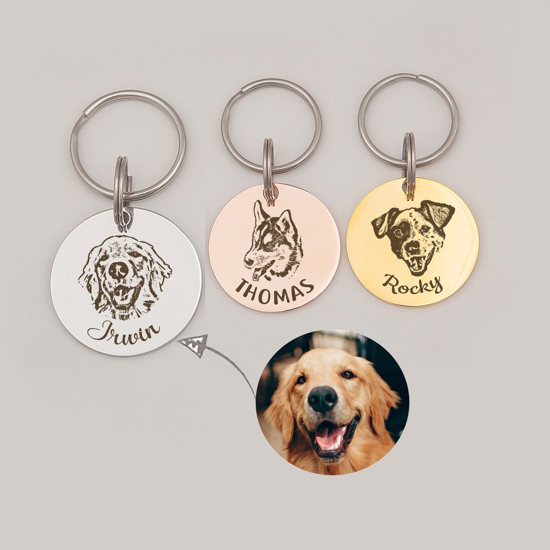 Dog Tag - Dog Tags for Dogs - Dog Portrait Name Tag - Personalized Dog ...