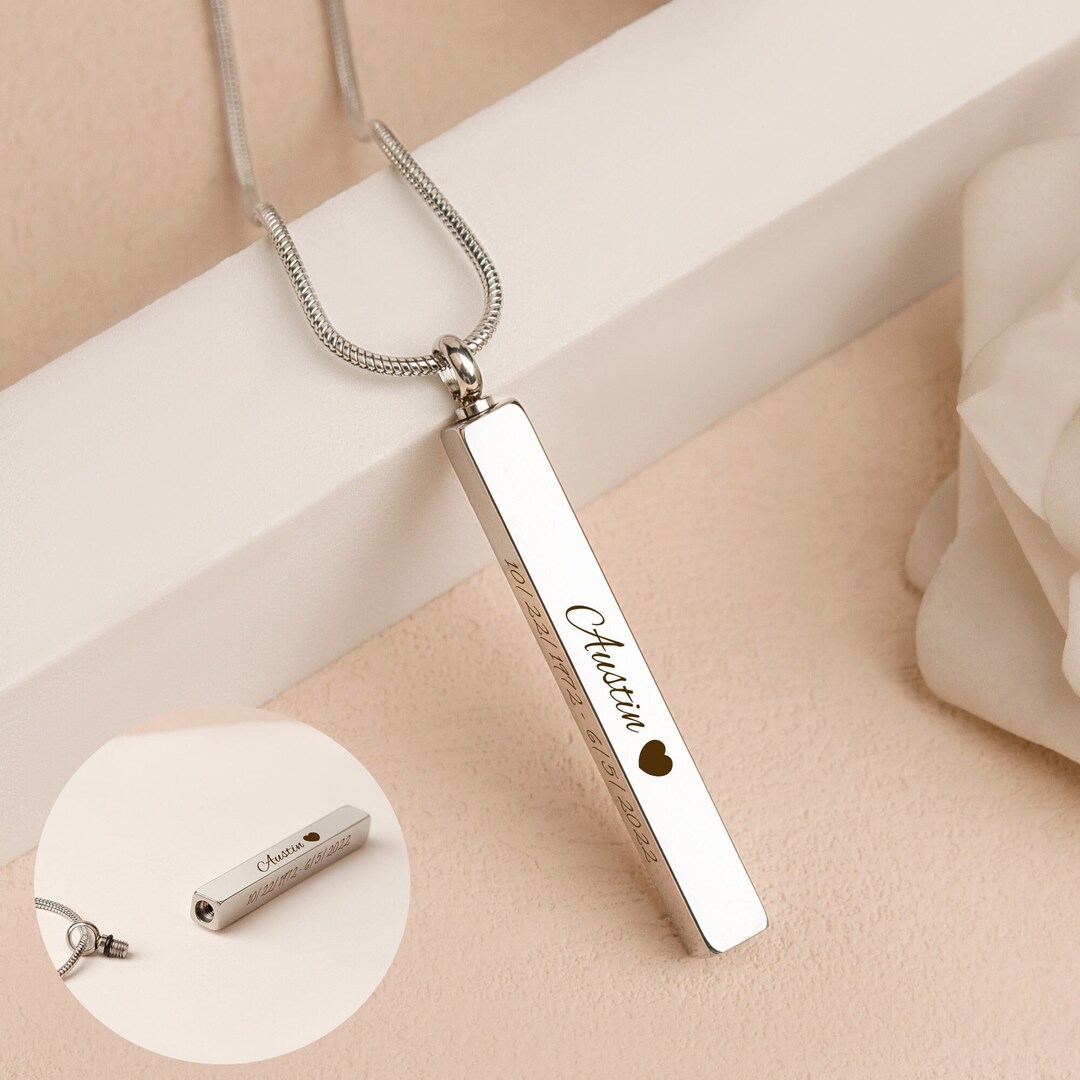 Cremation Jewelry for Women - Custom Bar Urn Necklace for Mom ...