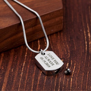 Cremation Jewelry for Men - Dog Tag Urn Necklace - Personalized Custom ...