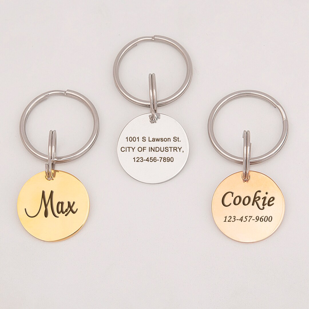 Custom Dog ID Name Tag , Personalized Puppy Cat Pet ID Tag,made of 316L ...