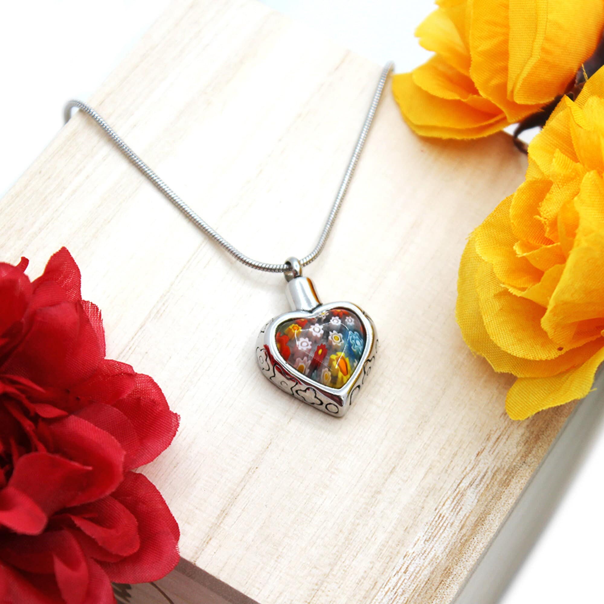 Personalized Flower Patch Heart Cremation Jewelry for Ashes - Etsy