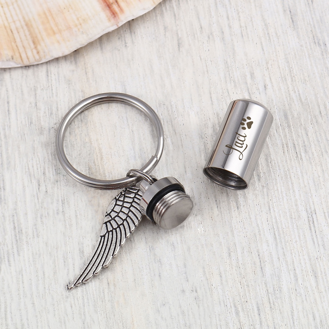 Pet Urn Cremation Keychain - Custom Engraved Dog Ashes Keychain - Urn ...
