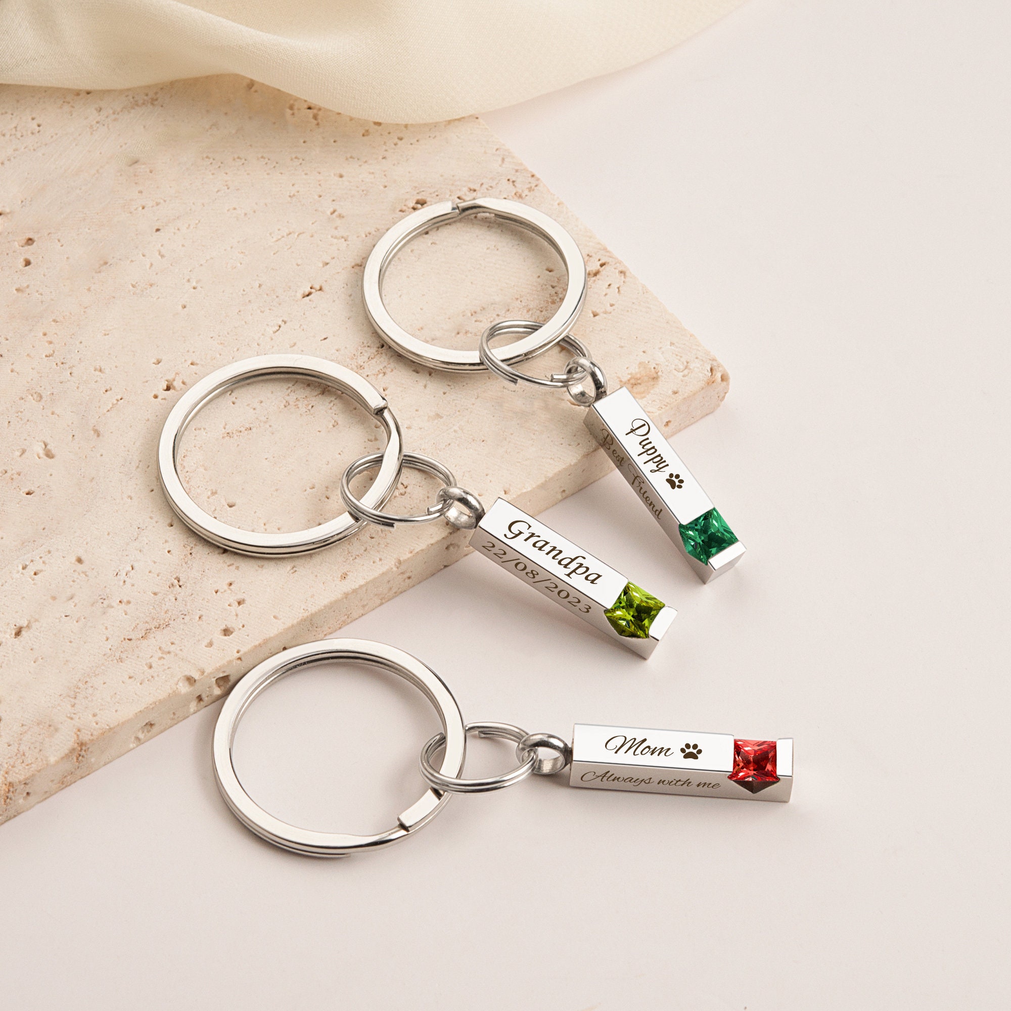 Personalized Cremation Urn - Engraved Memorial Keychain Birthstone ...