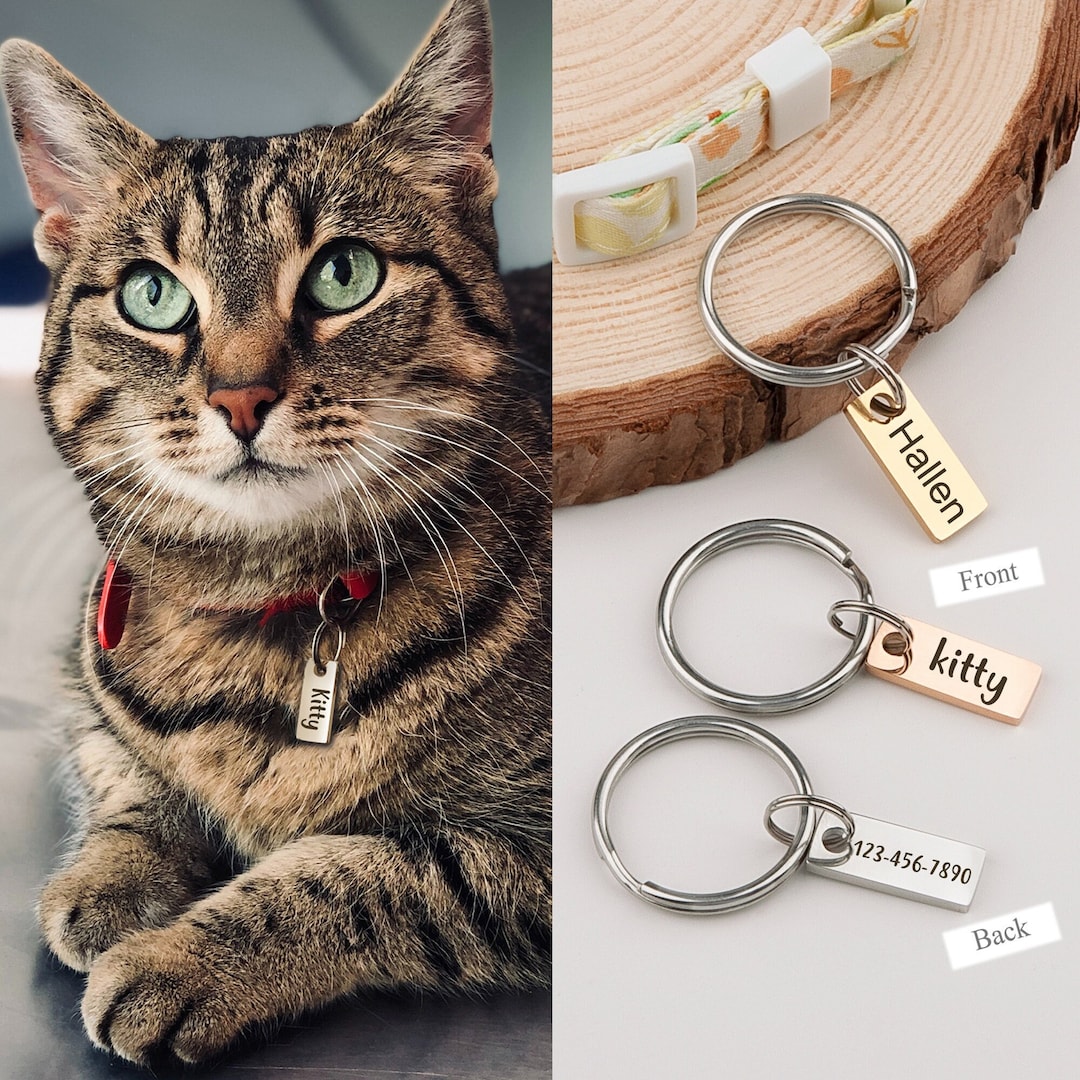 Cat Tag - Cat Name Tag - Hanging Tag - Custom Tiny Cat Tag - Mini Cat ...