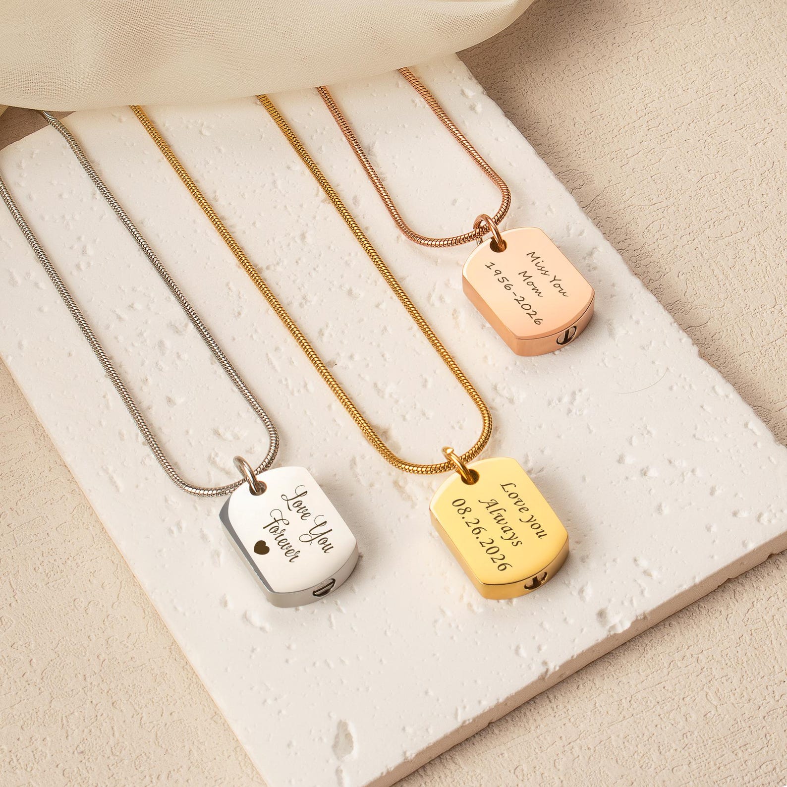 Cremation Jewelry for Men - Dog Tag Urn Necklace - Personalized Custom ...