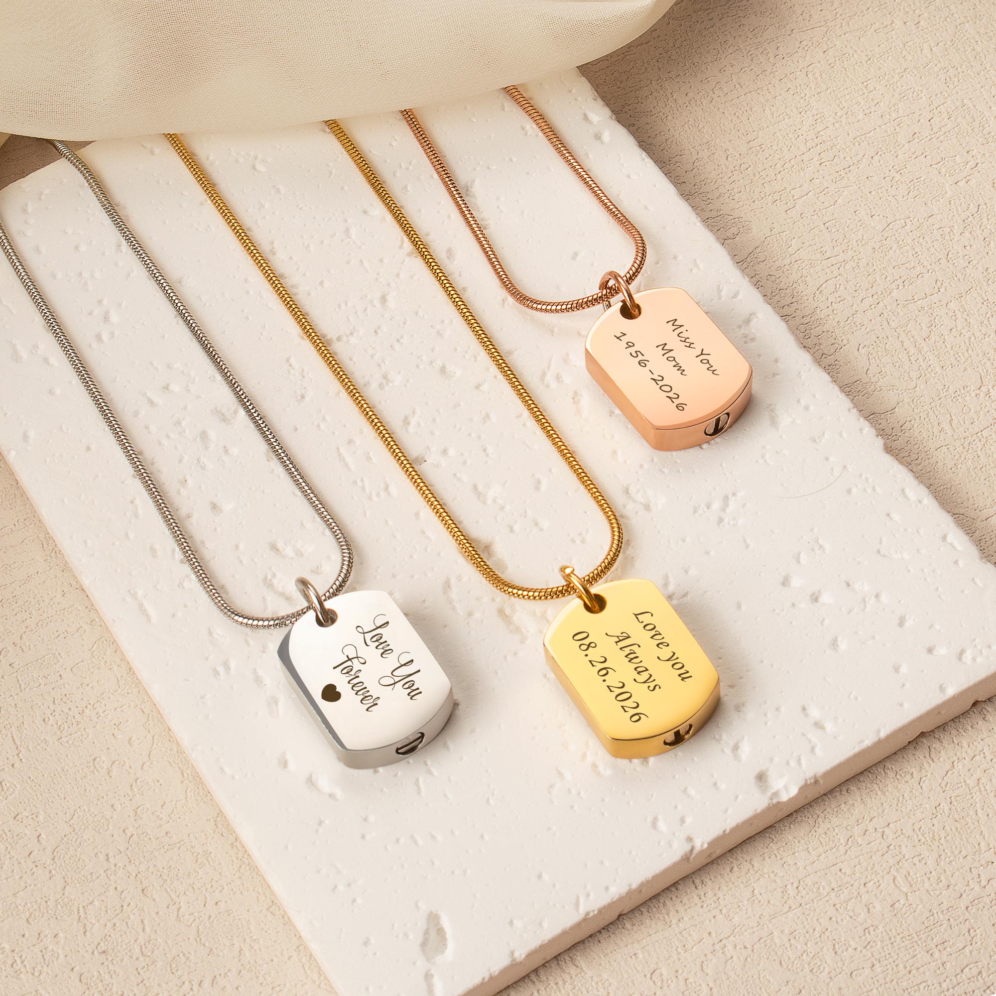 Cremation Jewelry for Men - Dog Tag Urn Necklace - Personalized Custom ...