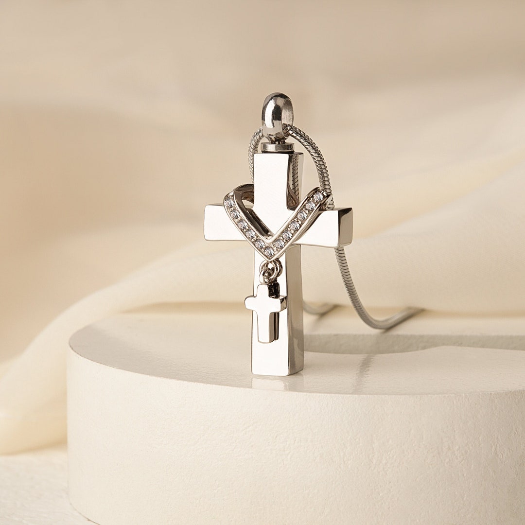 Cremation Cross Urn Necklace Jewelry for Human and Pet Ashes ...