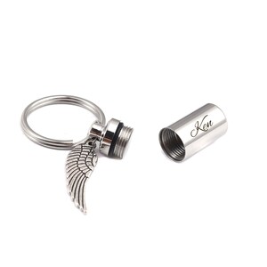 Urn Keychain for Human Ashes - Personalized Cremation Urn Keychain - Memorial Key Ring Angel ...