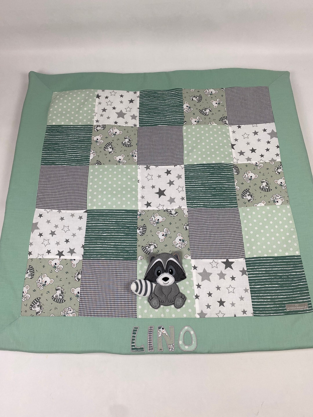 Baby Blanket/playmat patchwork Raccoon KRD3001 - Etsy