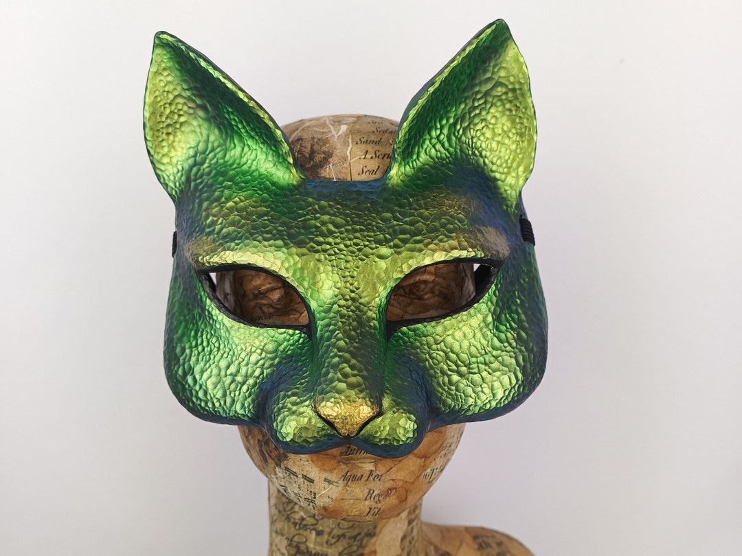 Emerald Green Cat Mask. Cosmic Colour Shifting Cat Costume Mask for ...