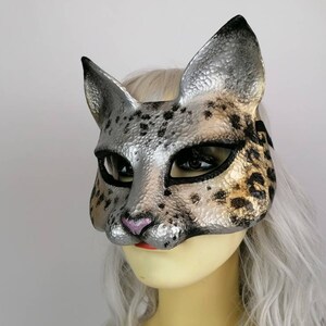 Snow Leopard Costume Mask for Adult or Older Child, in Gold and Silver ...