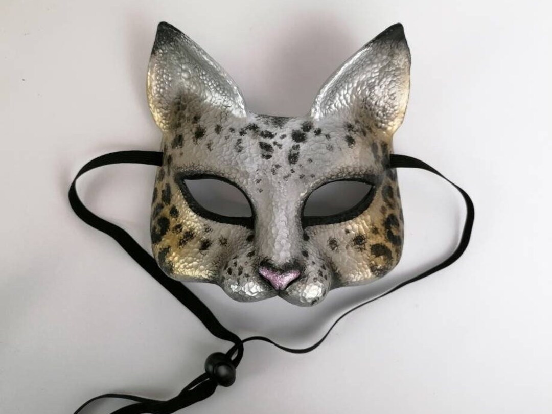 Snow Leopard Costume Mask for Adult or Older Child, in Gold and Silver ...