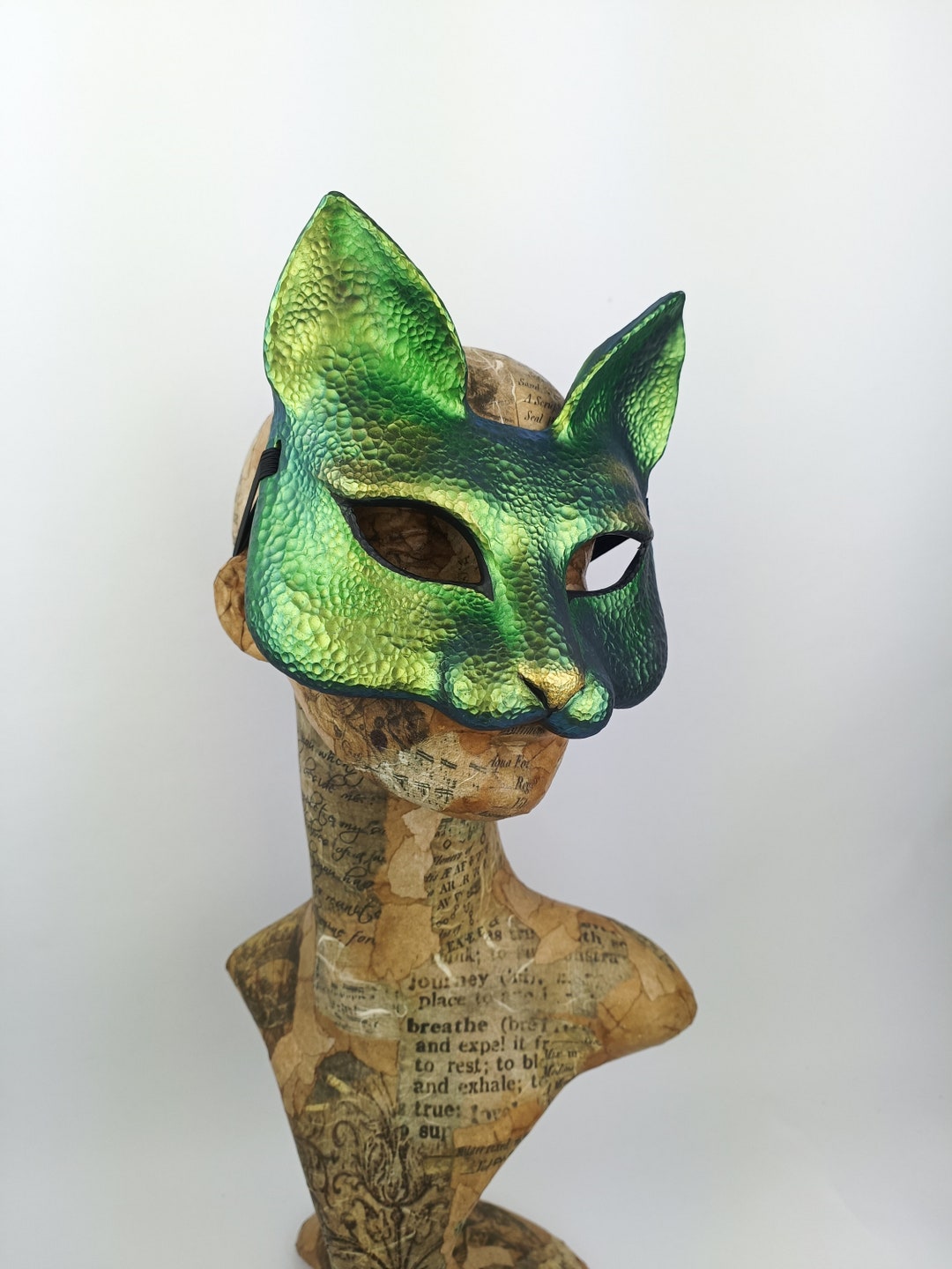 Emerald Green Cat Mask. Cosmic Colour Shifting Cat Costume Mask for ...