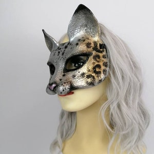 Snow Leopard Costume Mask for Adult or Older Child, in Gold and Silver ...
