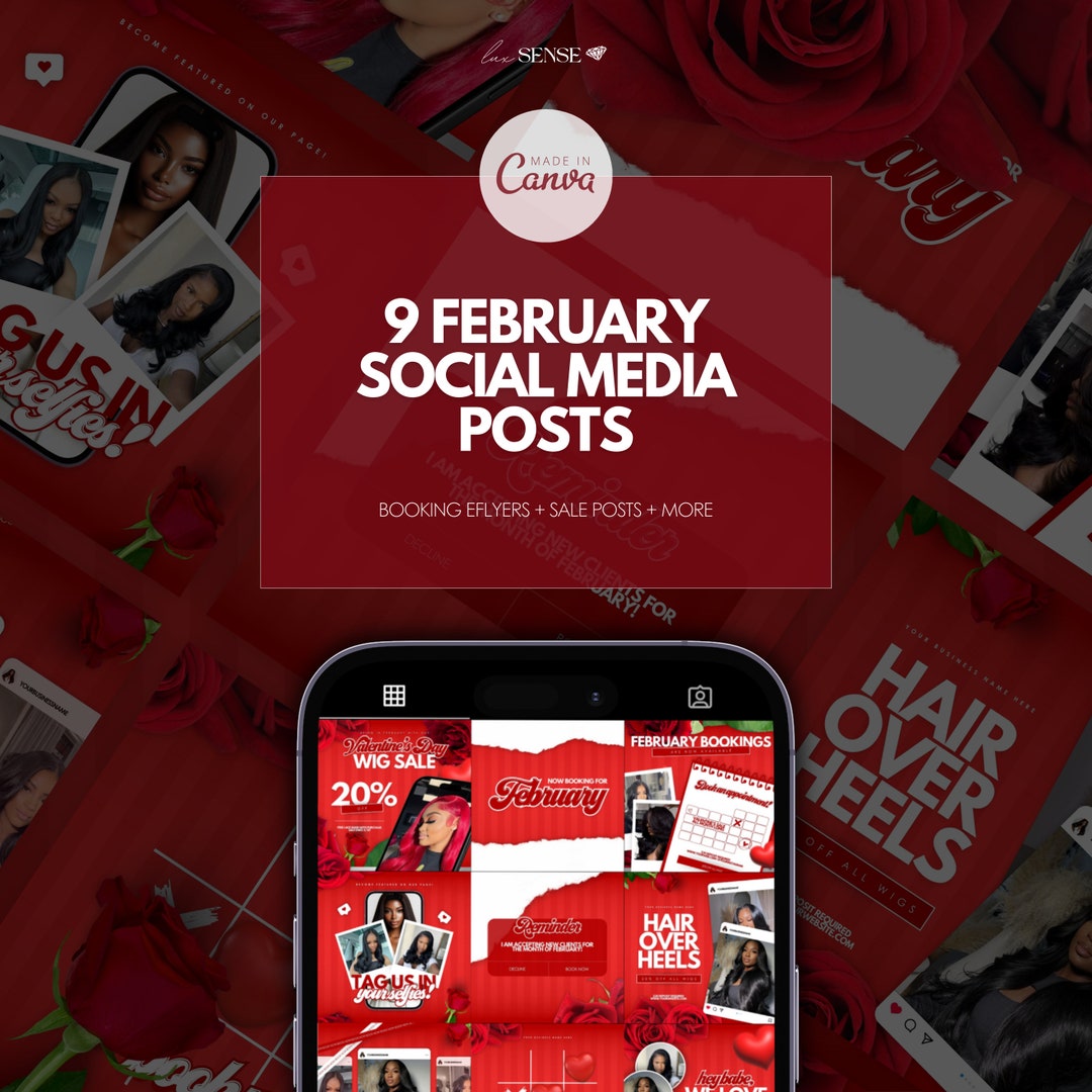 Instagram Feed Posts Templates | February, Valentine's Canva Templates ...