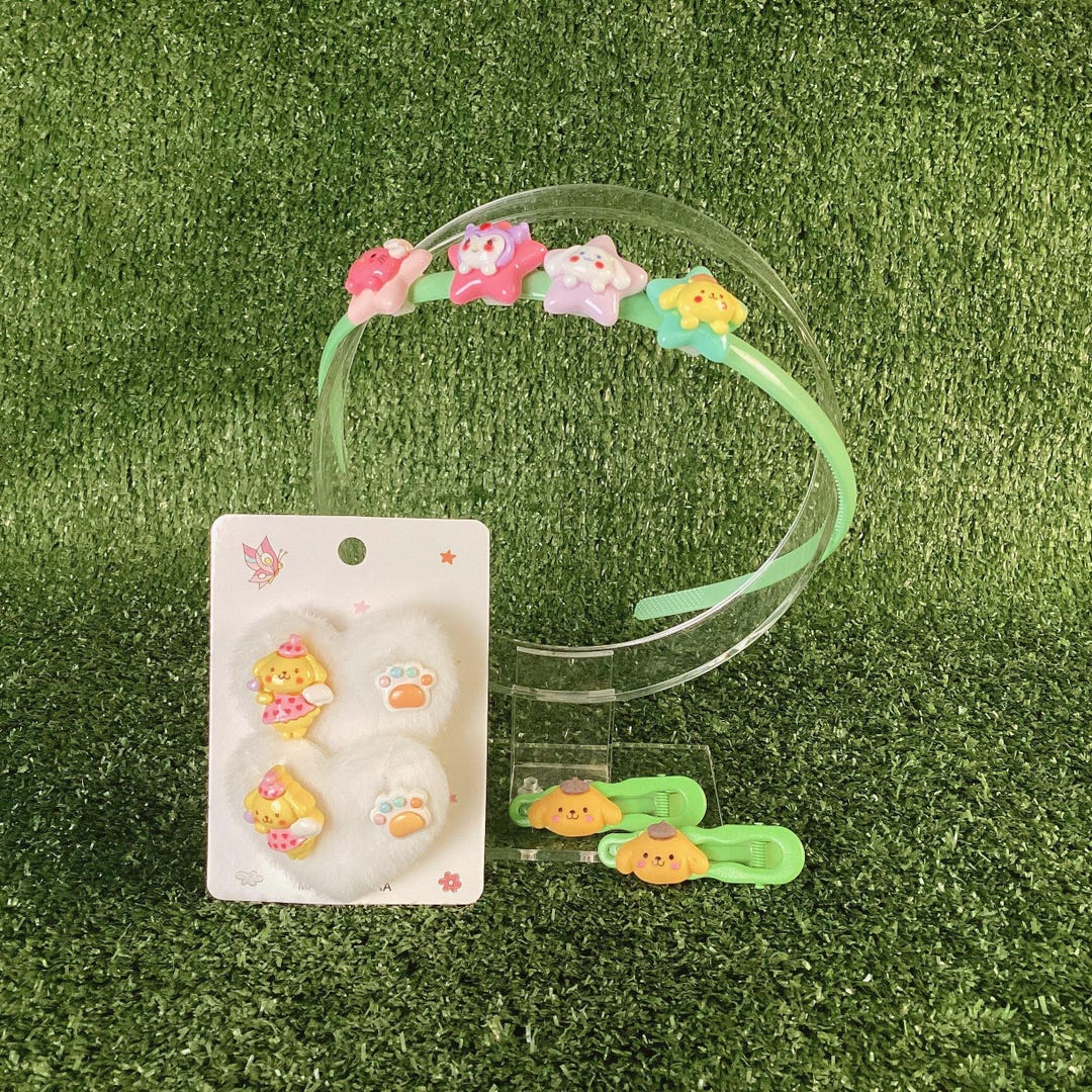 Sanrio Friends Cute Pompompurin Hair Accessory, Kawaii Head and Heart ...