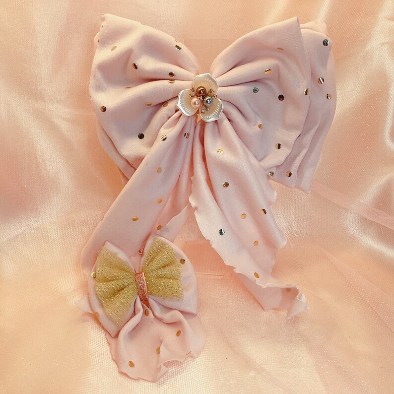 Handmade Coquette Style Feminine Hair Bow, Polka Dot Coquette Aesthetic ...
