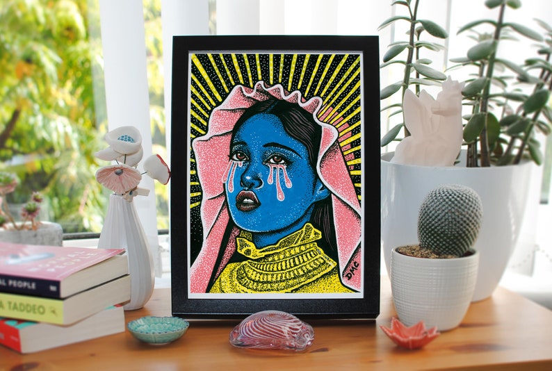 Crying Girl Art Print Sad Alt Goth Grunge & Emo Room - Etsy