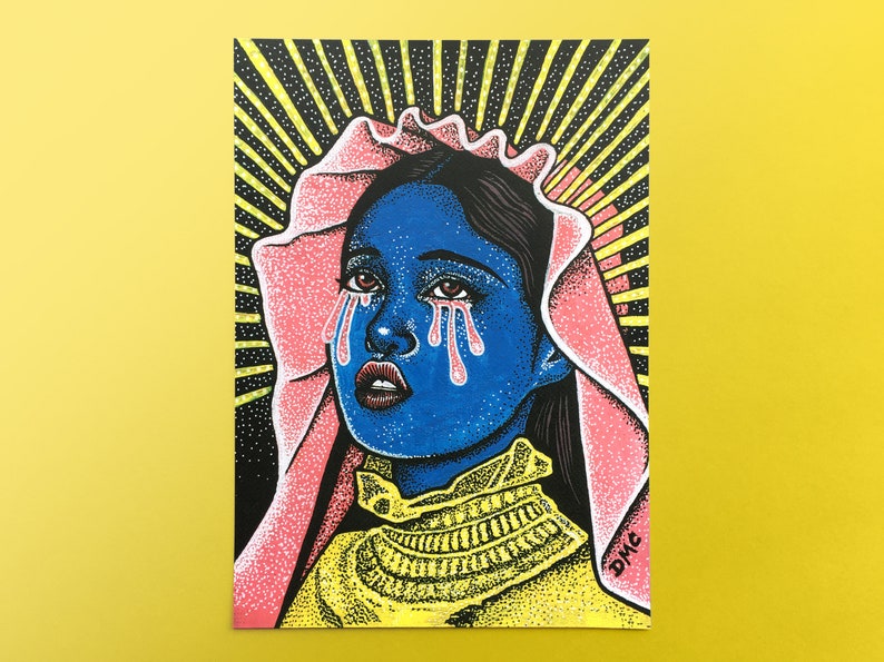 Crying Girl Art Print Sad Alt Goth Grunge & Emo Room - Etsy