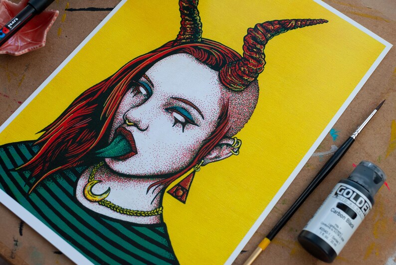Demon Punk Girl Art Print Alt Goth Grunge & Emo Decor - Etsy