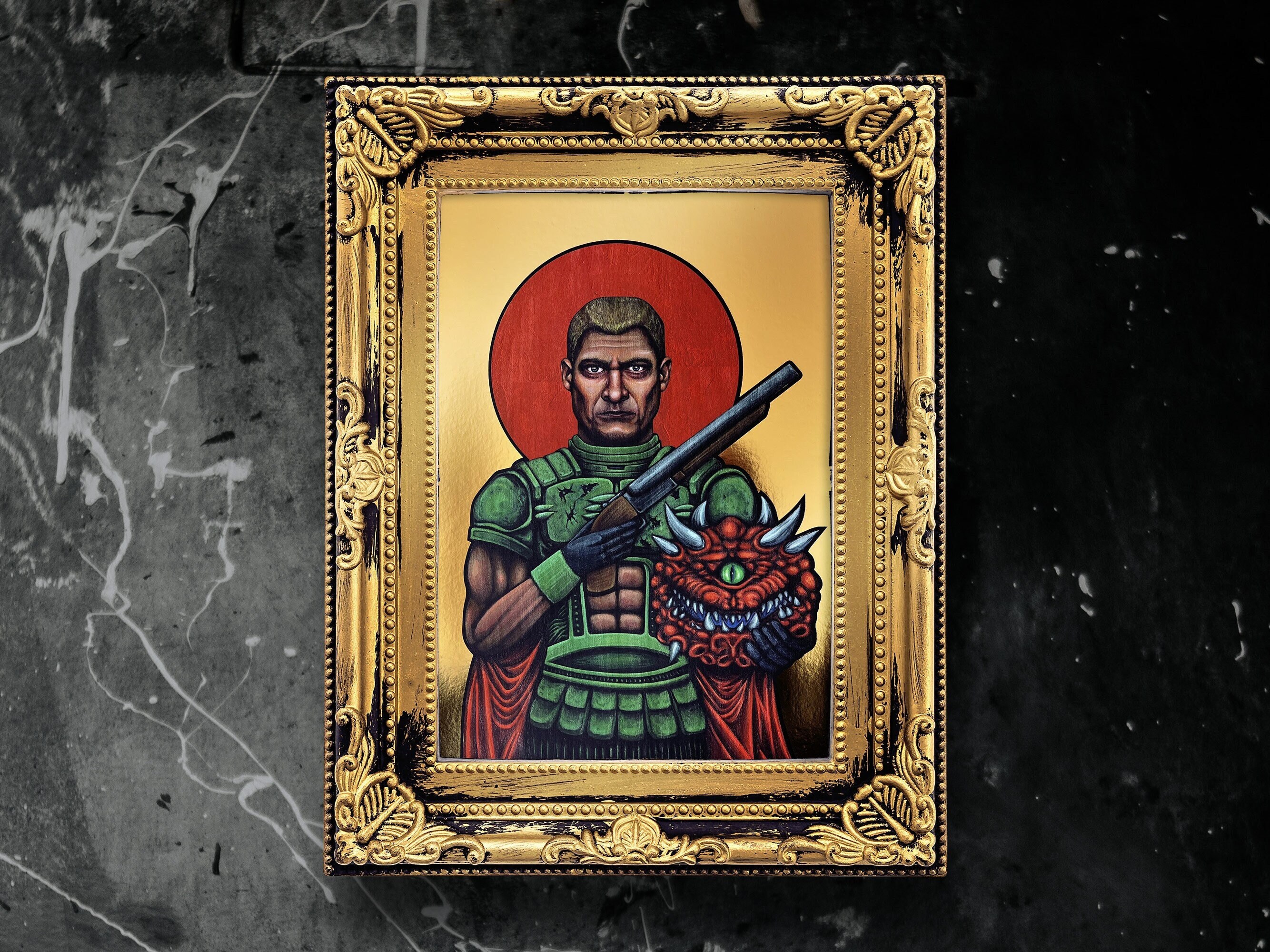 Doomguy and Cacodemon Gold Foil Art Print. Saint Slayer a - Etsy