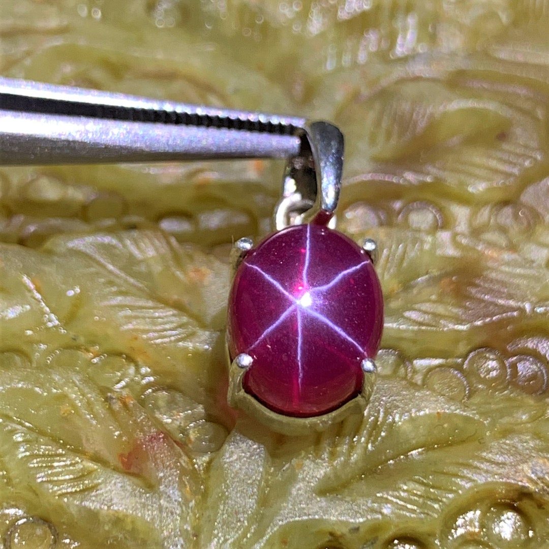 Red Star Ruby Gemstone Pendant 925 Solid Sterling Silver Pendant ...