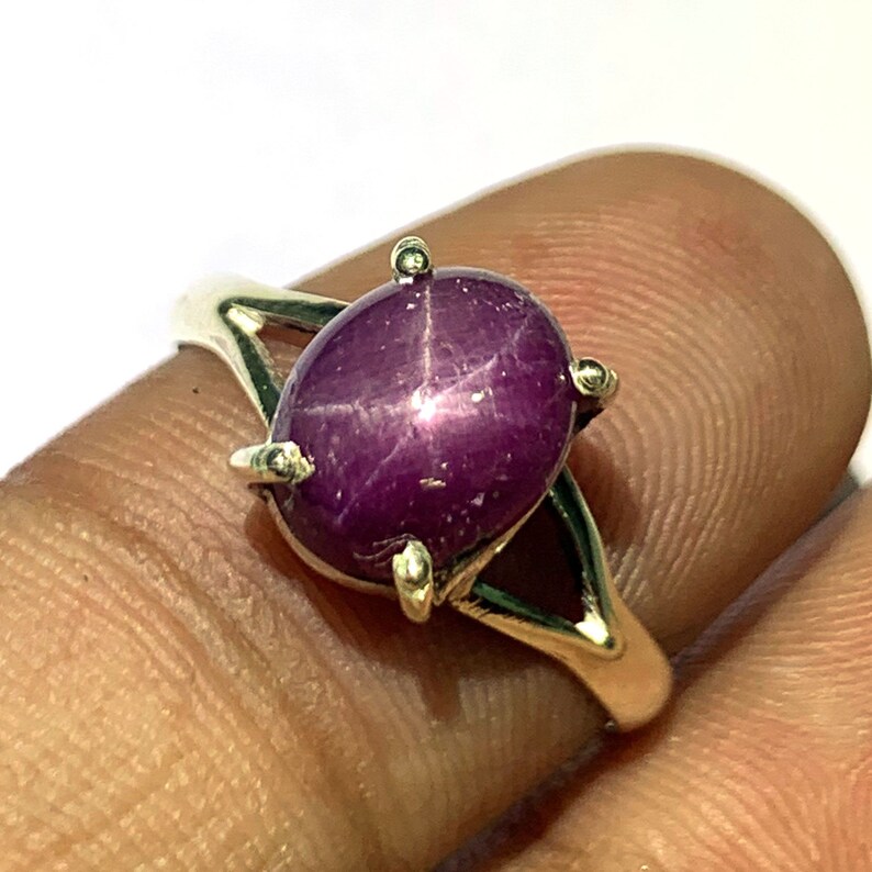 Natural Star Ruby in 925 Sterling Silver Ring Oval Shape - Etsy