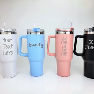 Personalized 40oz Tumbler, Custom Engraved Travel Mug With Handle ...