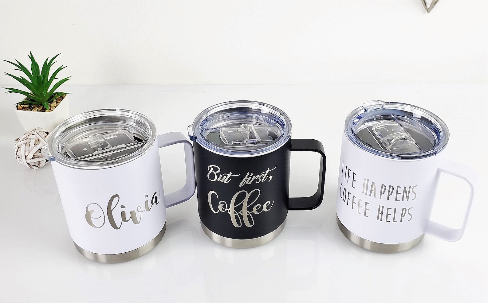 Personalized Coffee Mug With Lid Insulated Coffee Mug Custom | Etsy