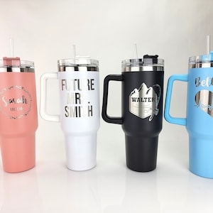 Personalized 40oz Tumbler, Custom Engraved Travel Mug With Handle ...