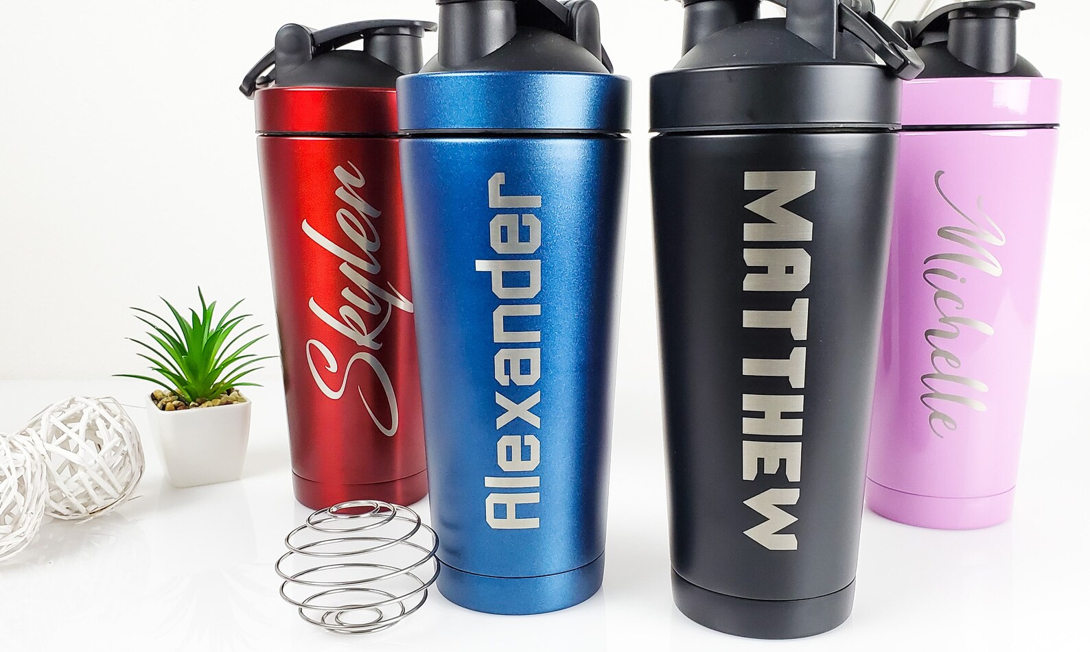 Personalized Shaker Bottle, Stainless Steel Blender Bottle, Custom, Gym ...