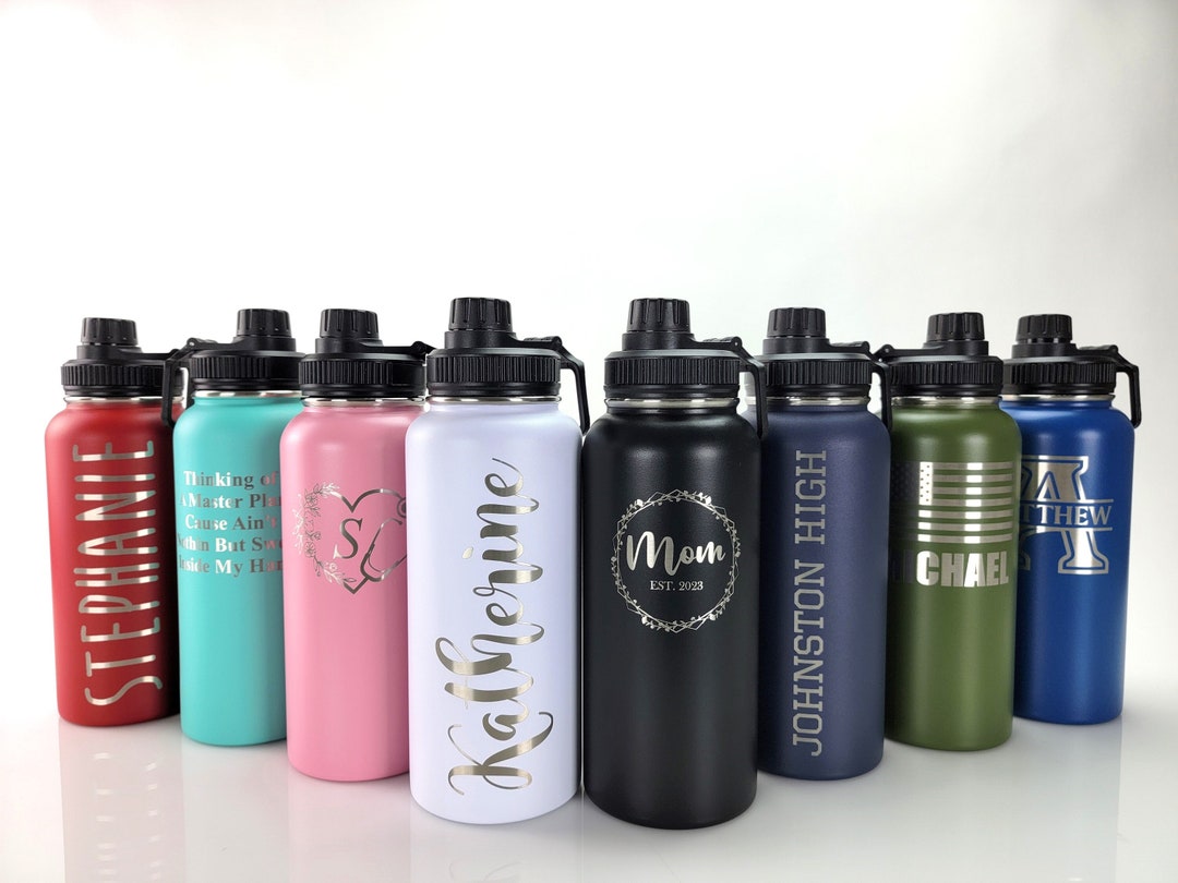 Personalized 32oz Water Bottle, Custom Engraved, Insulated Stainless ...