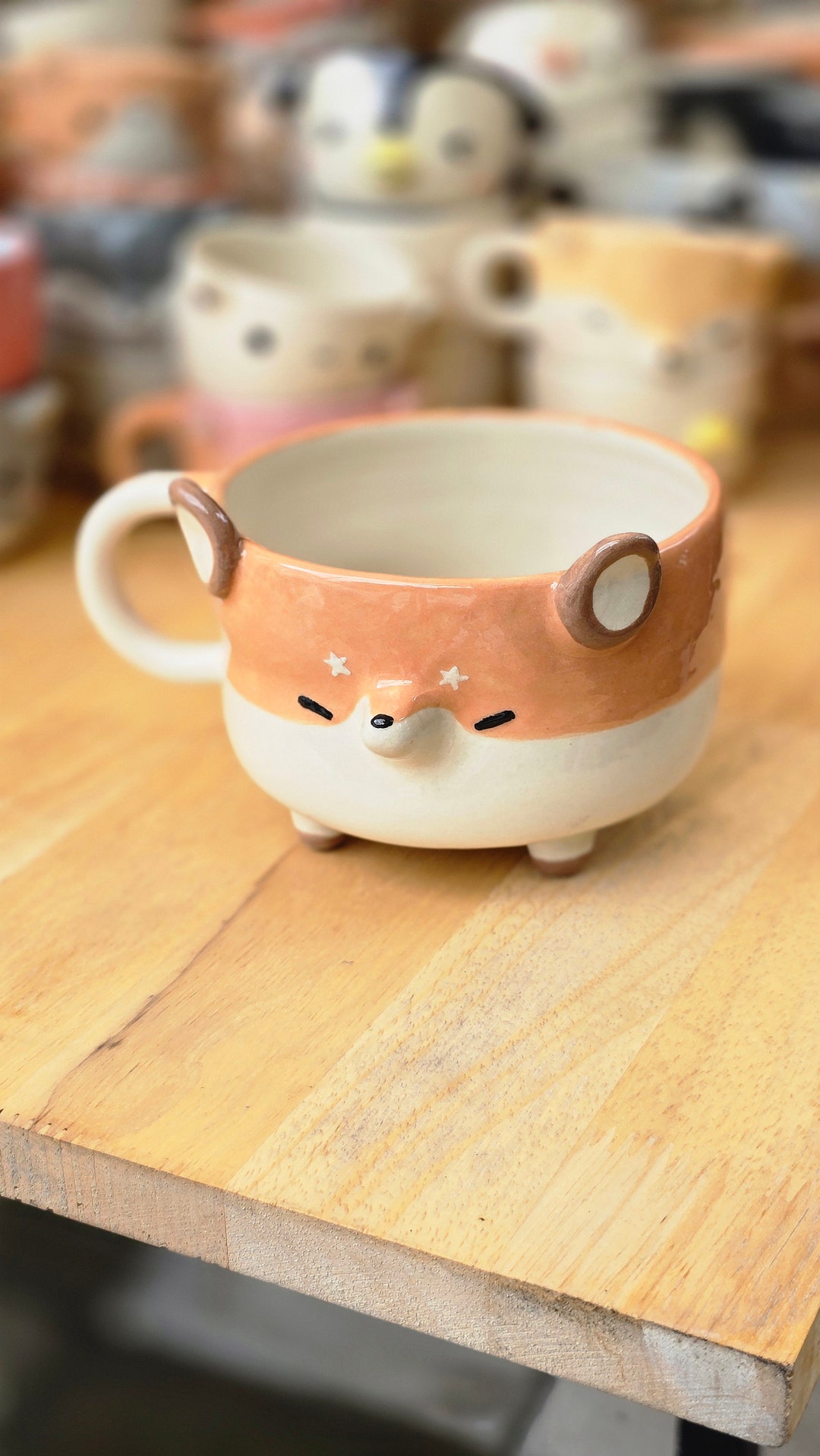 Adorable Handcrafted Ceramic Fox Mug Cute Animal Coffee Cup Handmade ...