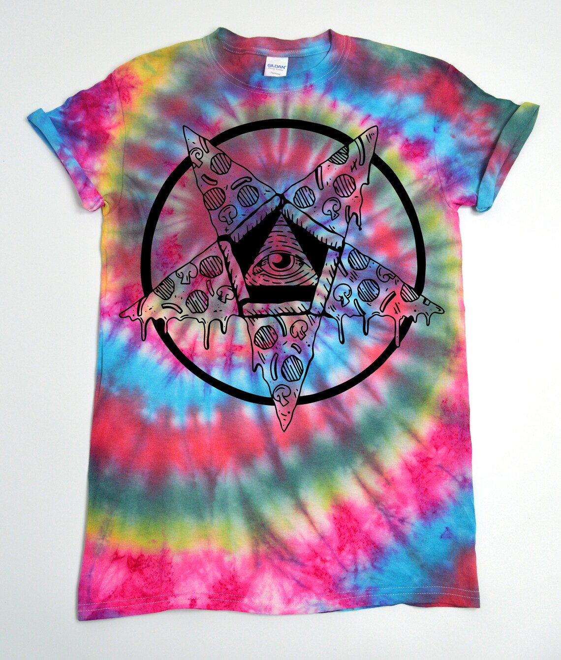 Pizza Illumanti Satanic Tie Dye T Shirt Trippy Unisex Tattoo Trippy ...