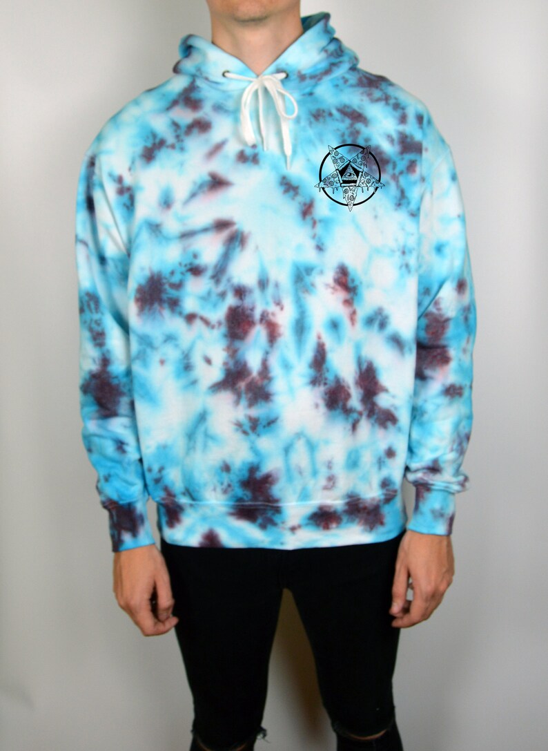 Pizza Illumanti Front And Back Psychedelic Pastel Tie Dye Mens Hoodie