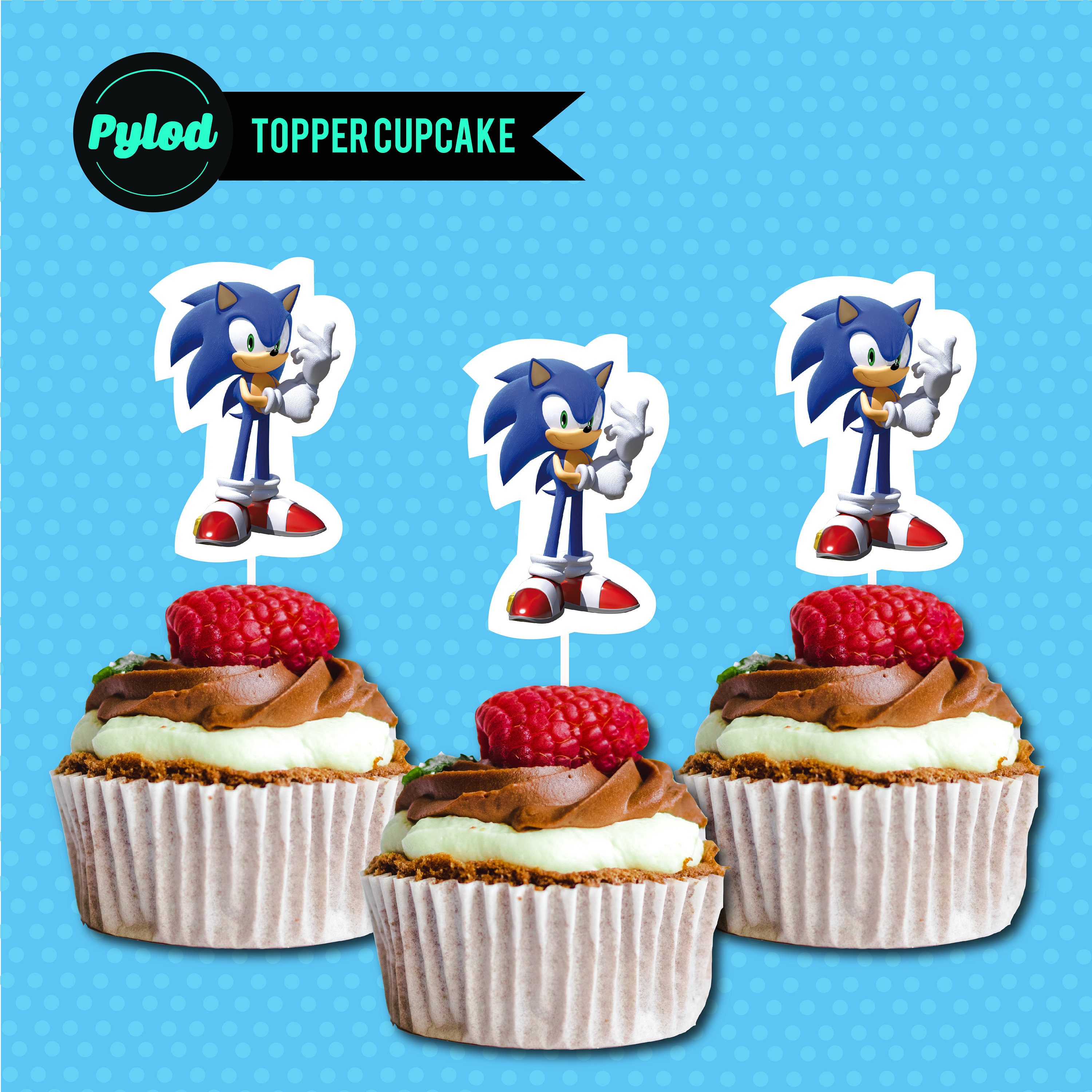 DIY Print at Home Sonic - Sonic Cupcake Toppers - Cake Toppers - Cake ...